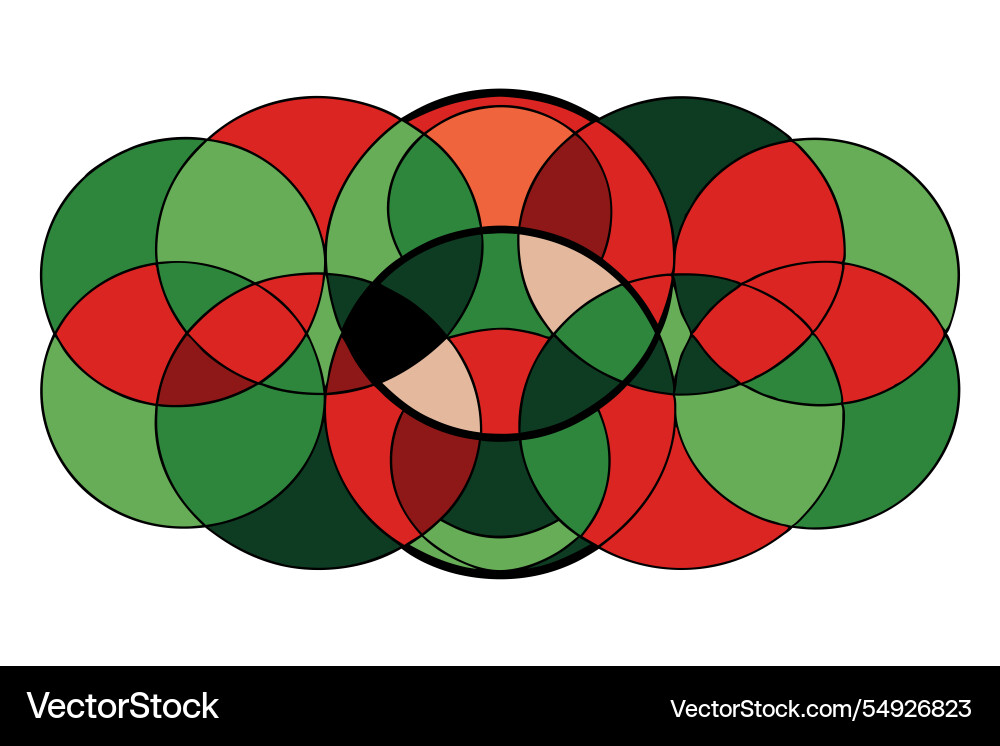 Dynamic overlapping circular patterns in bold red Vector Image