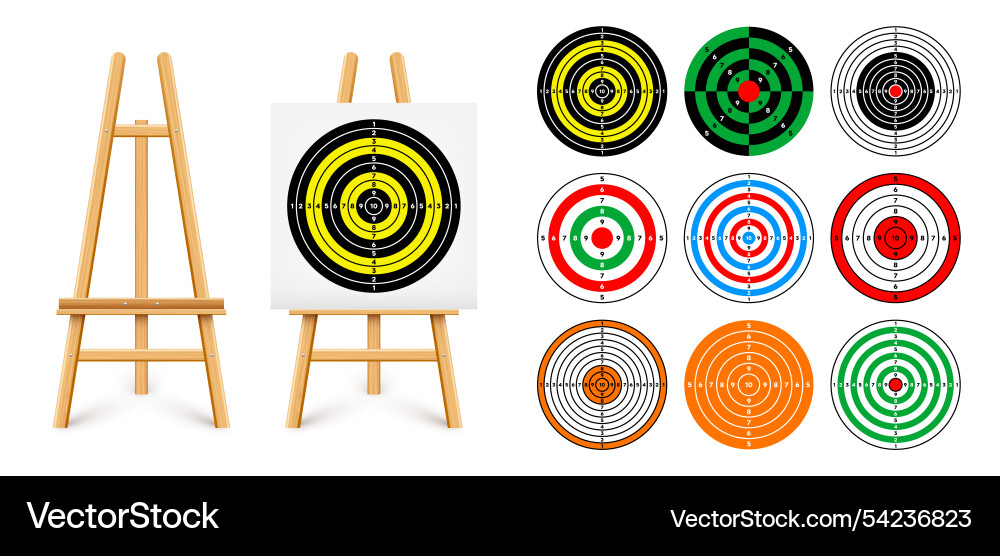 Shooting range target on a wooden easel stand Vector Image