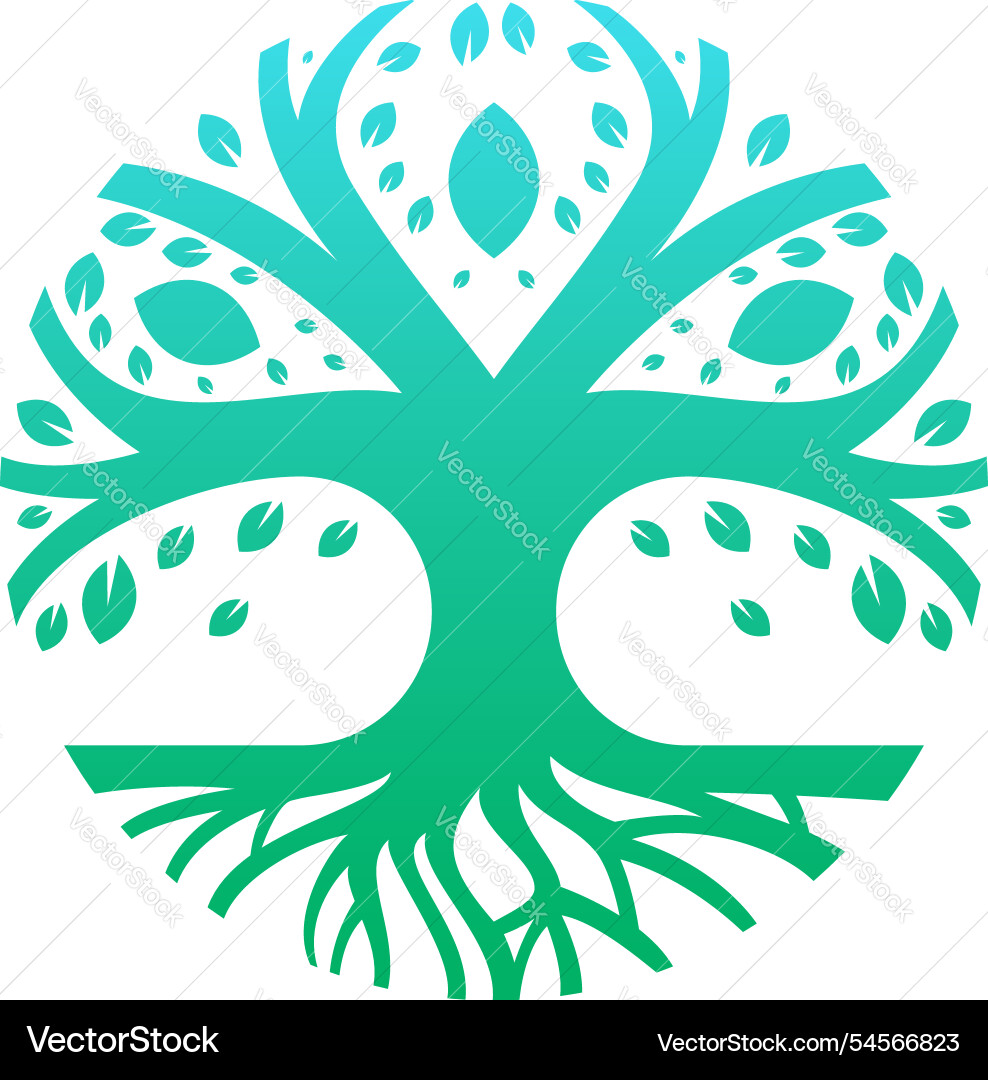 Teal stylized tree of life – Royalty-Free Vector | VectorStock