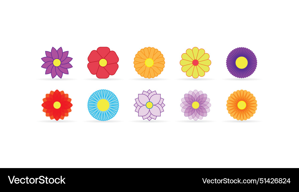 08 cute icon set beautiful flower Royalty Free Vector Image