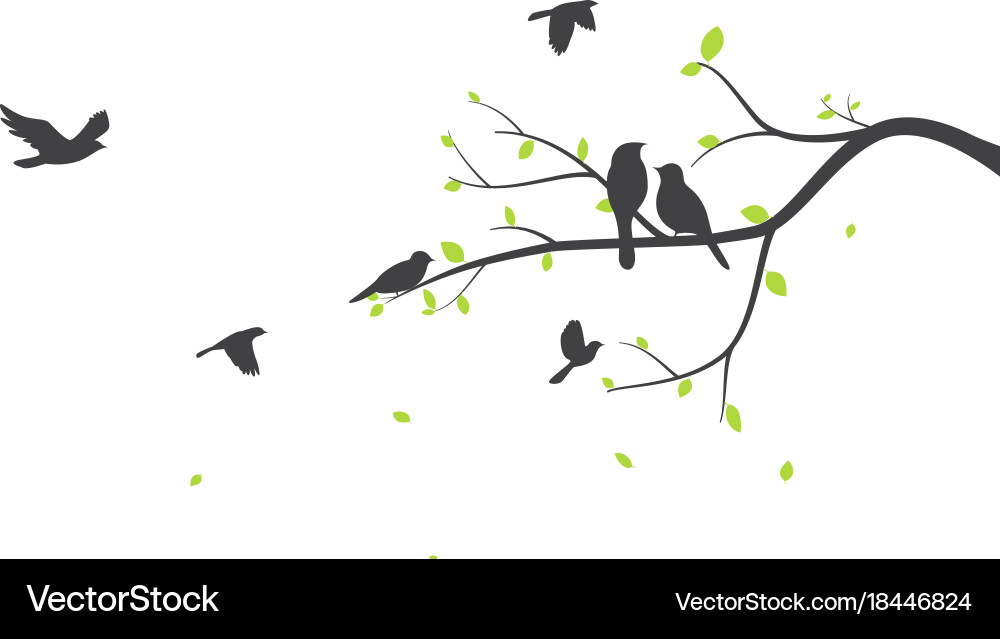 Bird with tree silhouette background Royalty Free Vector
