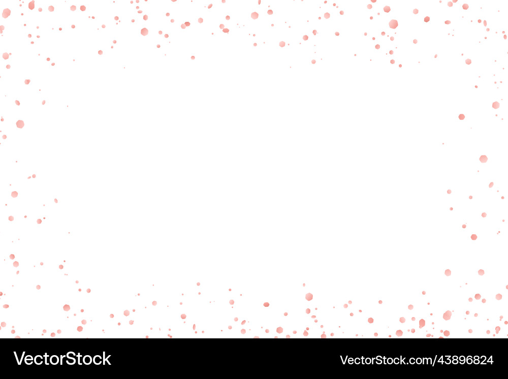 Border frame rose gold glitter confetti on white Vector Image