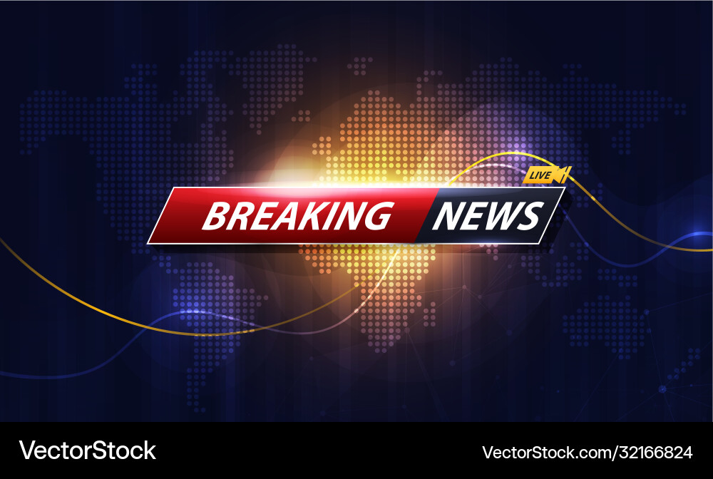 Breaking news template title with shadow on world Vector Image