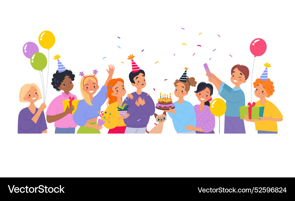 Celebrating people character rejoice and cheering Vector Image