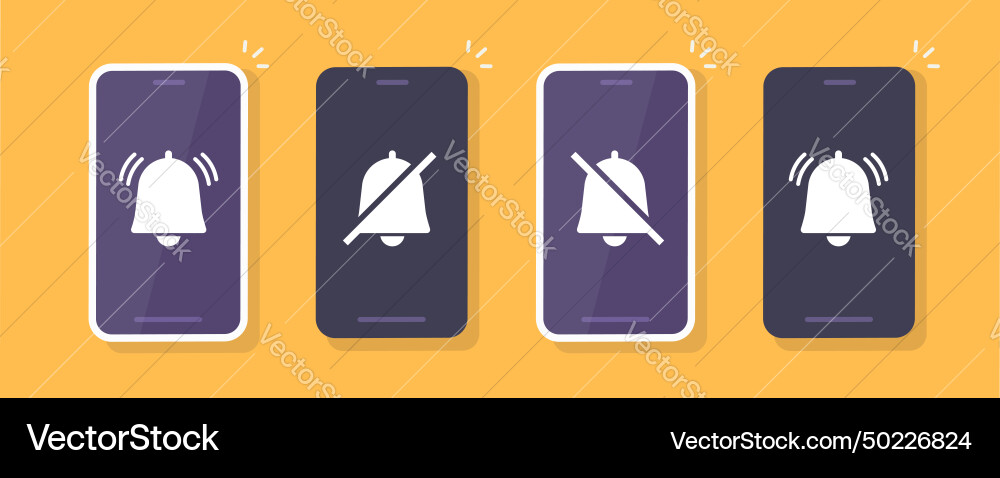 Cell phone silent mode turn on off icon graphic Vector Image