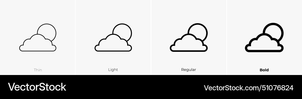 Cloudy day icon thin light regular and bold style Vector Image