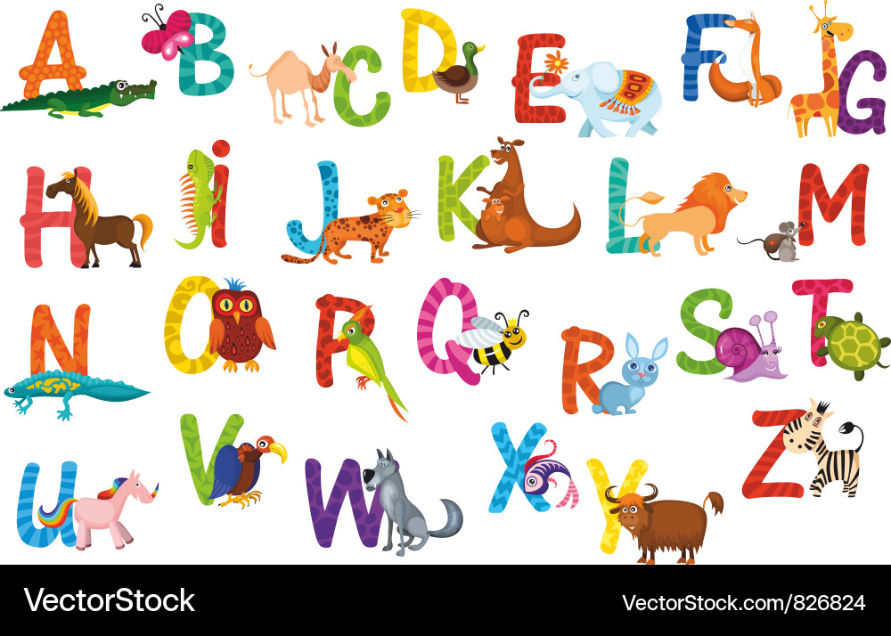 Cute Animal Alphabet Chart Royalty Free Vector Image