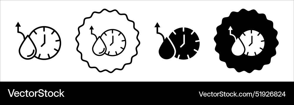 Dry time icon set collection dry time outline Vector Image