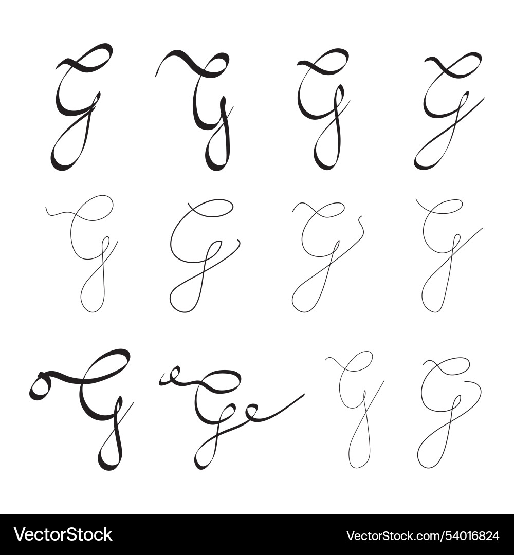 G letter initial cursive hand written Royalty Free Vector