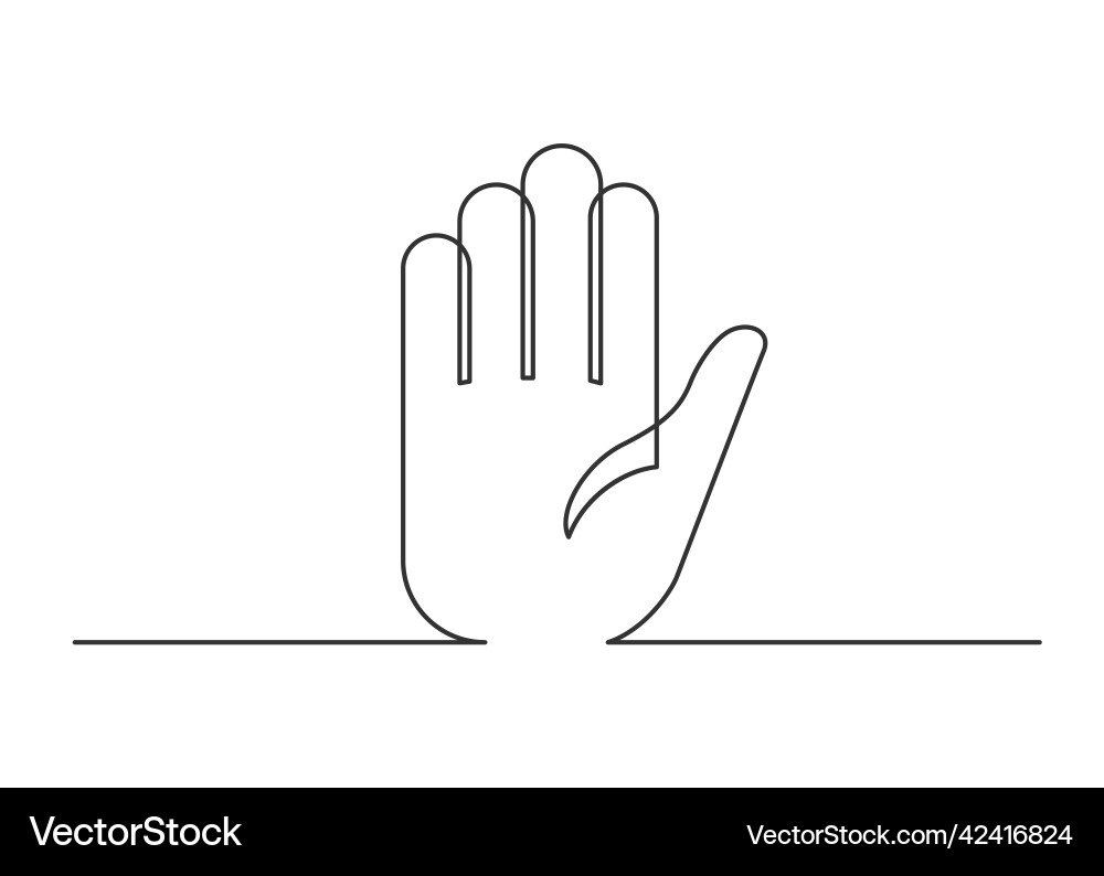 Hand stop one line Royalty Free Vector Image - VectorStock