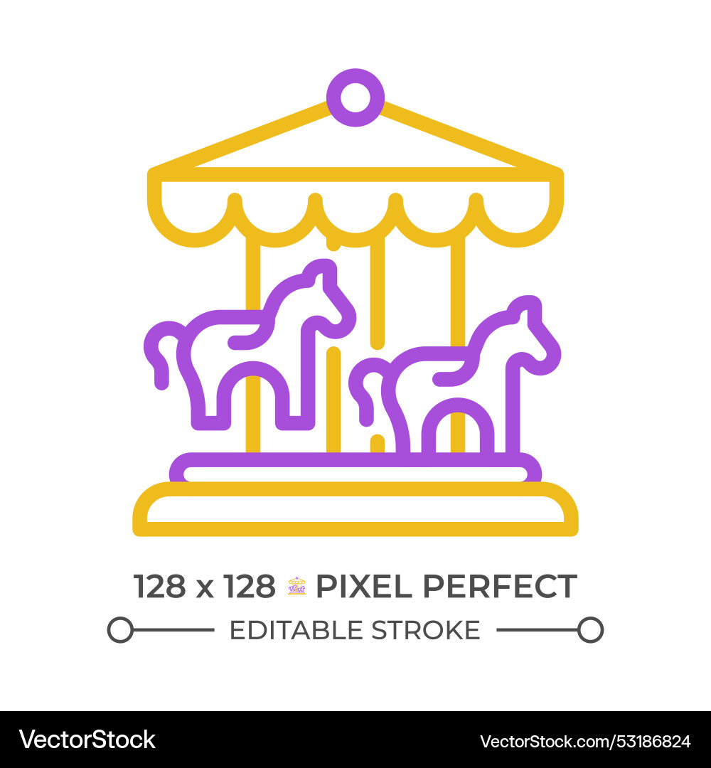 Roundabout horse carousel pixel perfect two color Vector Image