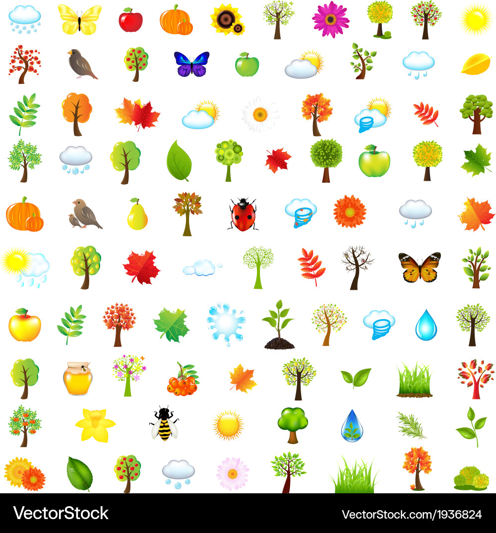 Set of natural elements Royalty Free Vector Image