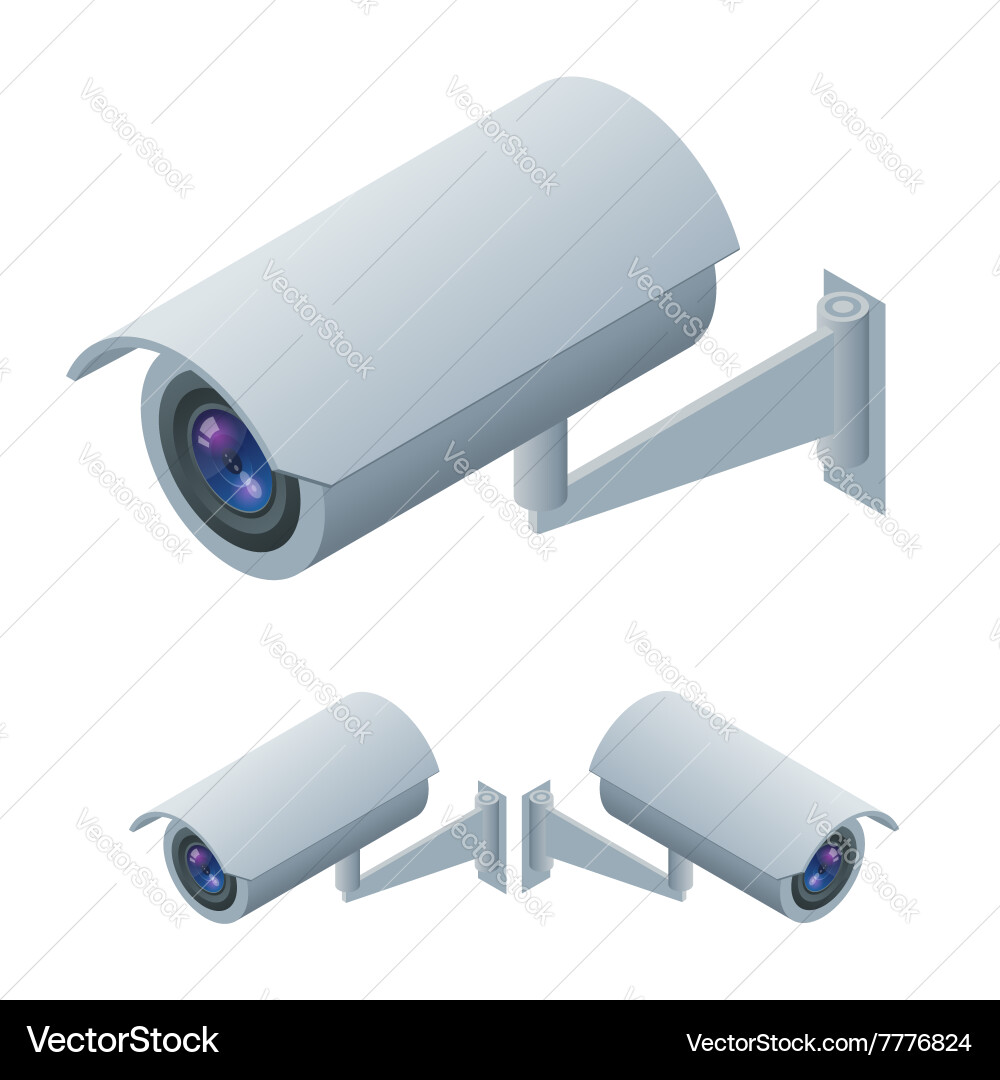Video surveillance isometric and cctv Royalty Free Vector