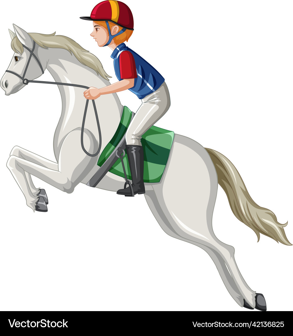 A man riding horse on white background Royalty Free Vector