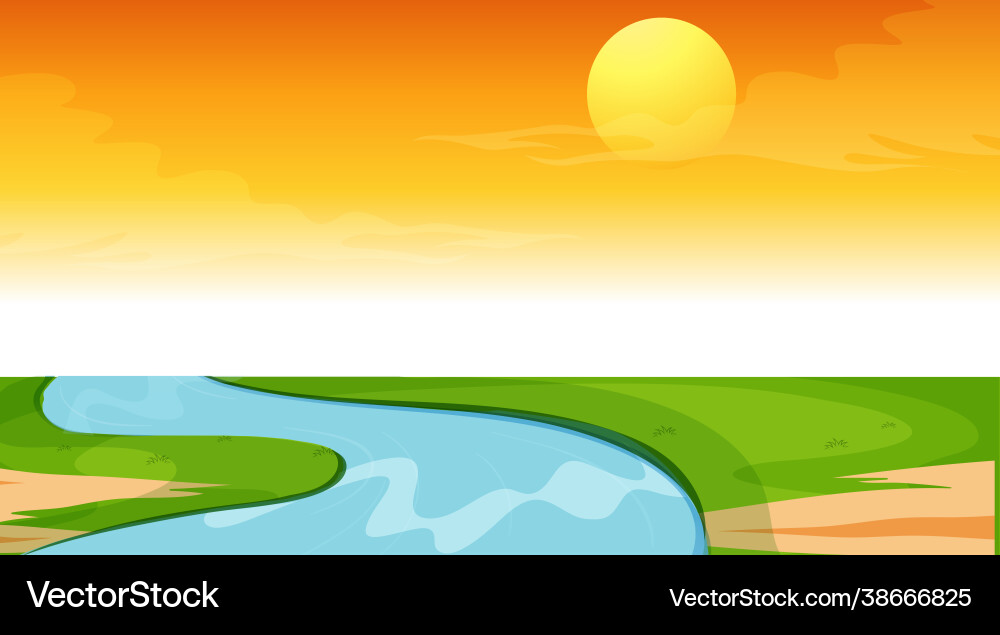 Blank nature landscape scene at sunset time Vector Image