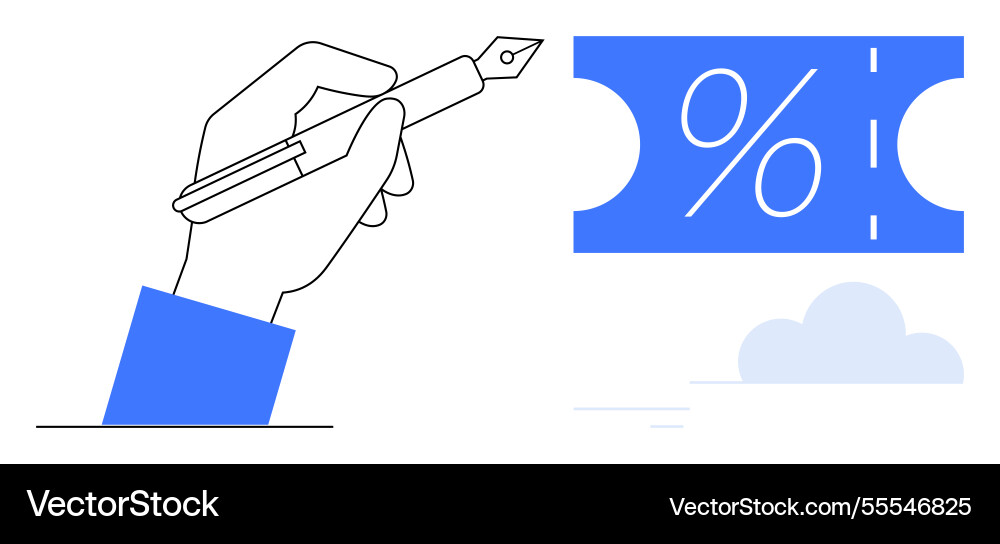 Hand holding pen discount ticket Royalty Free Vector Image
