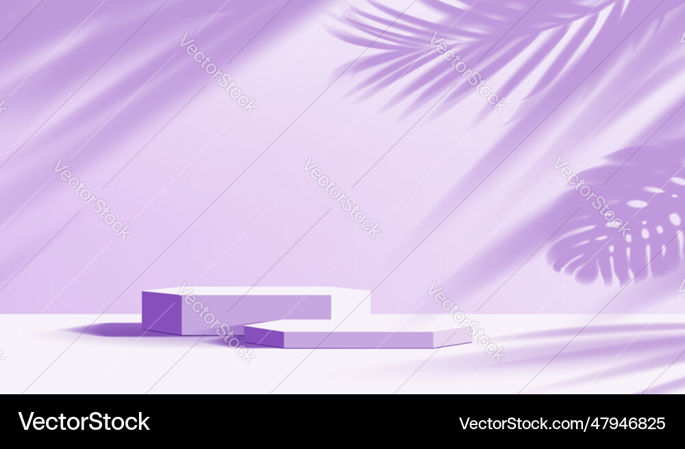 Light purple podium background with leaf shadow Vector Image