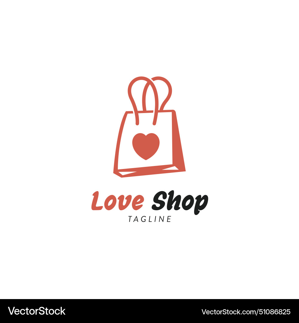 Love shop logo symbol design flat style Royalty Free Vector