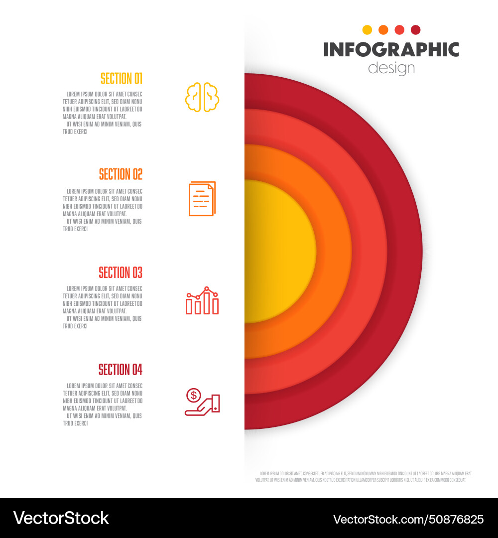 Semi circle chart template infographic 4 section Vector Image Semi circle chart template infographic 4 section Vector Image