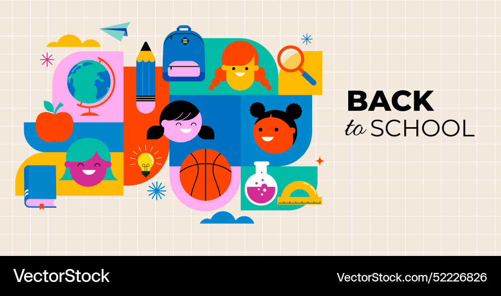 Back to school geometrical modern style design Vector Image