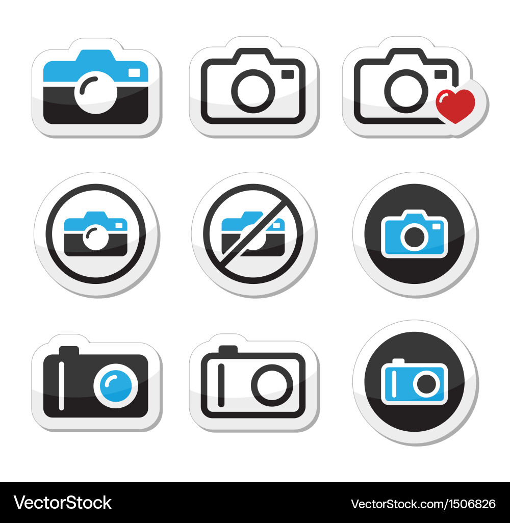 Camera Icon Set - Digital & Analog Royalty Free Vector