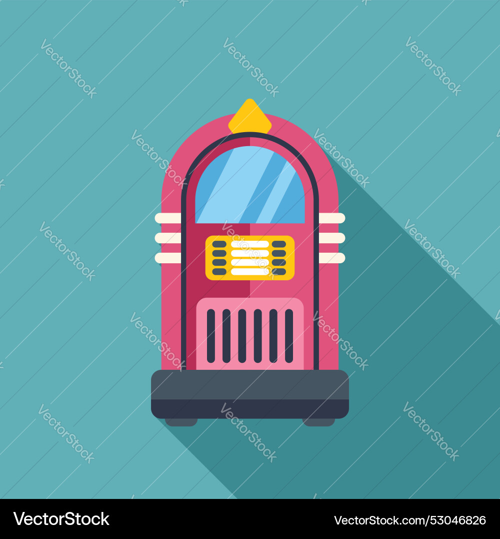 Classic jukebox playing music with long shadow Vector Image