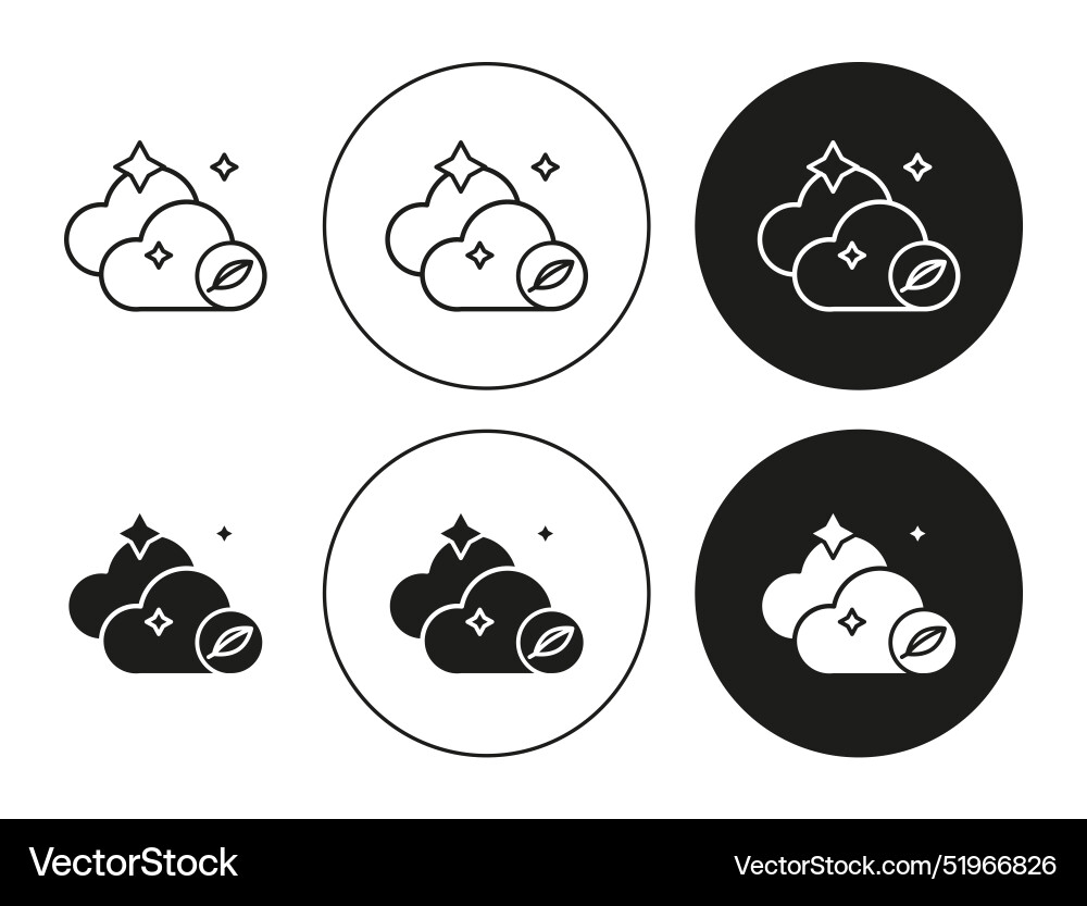 Clean air flat line icon collection set Royalty Free Vector