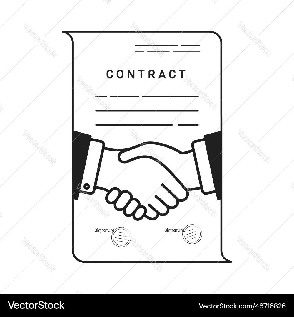 Contract icon symbol paper document and handshake Vector Image