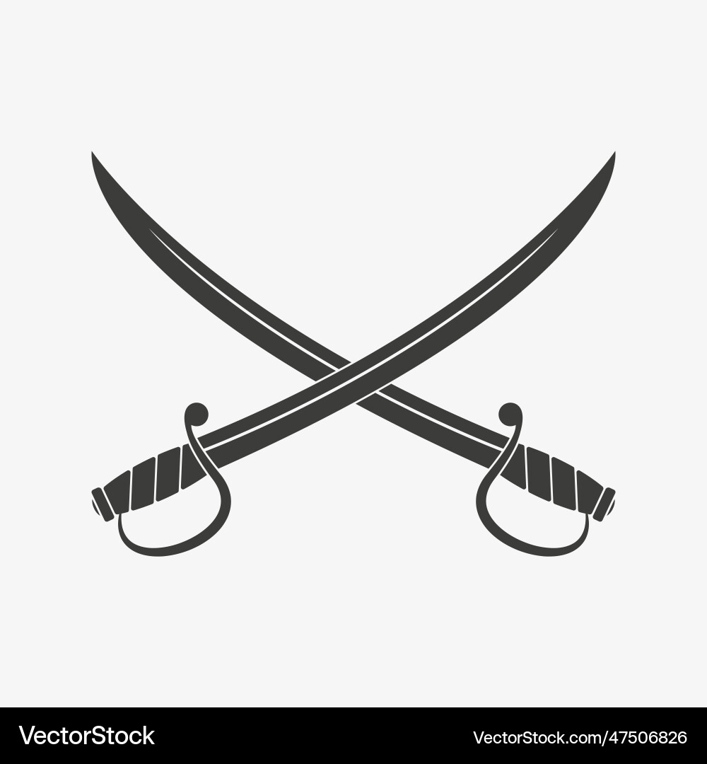 Crossed scimitar swords icon two sabers Royalty Free Vector