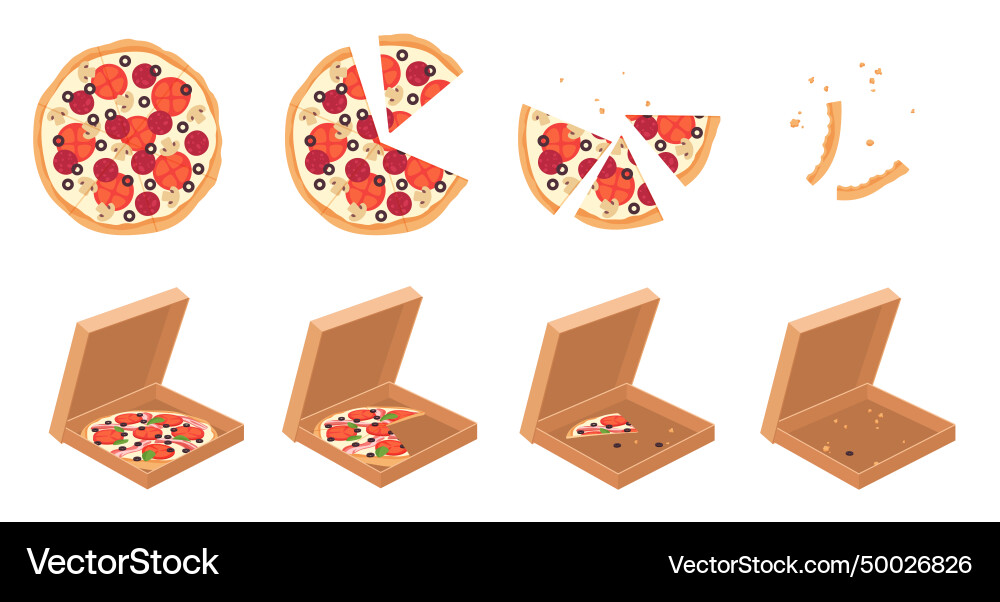 Eaten pizza set sequence game animation eating Vector Image