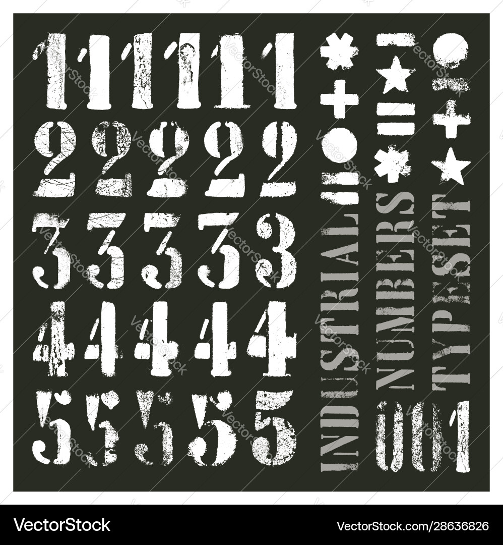 Industrial stencil numbers Royalty Free Vector Image