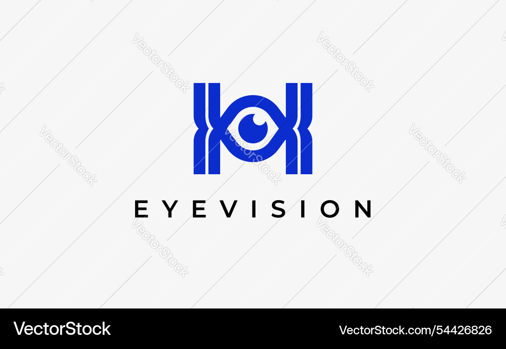Logo letter h and eye vision digital visual Vector Image