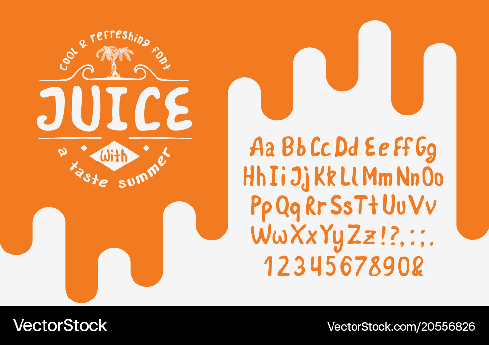 Organic handwritten font juice Royalty Free Vector Image