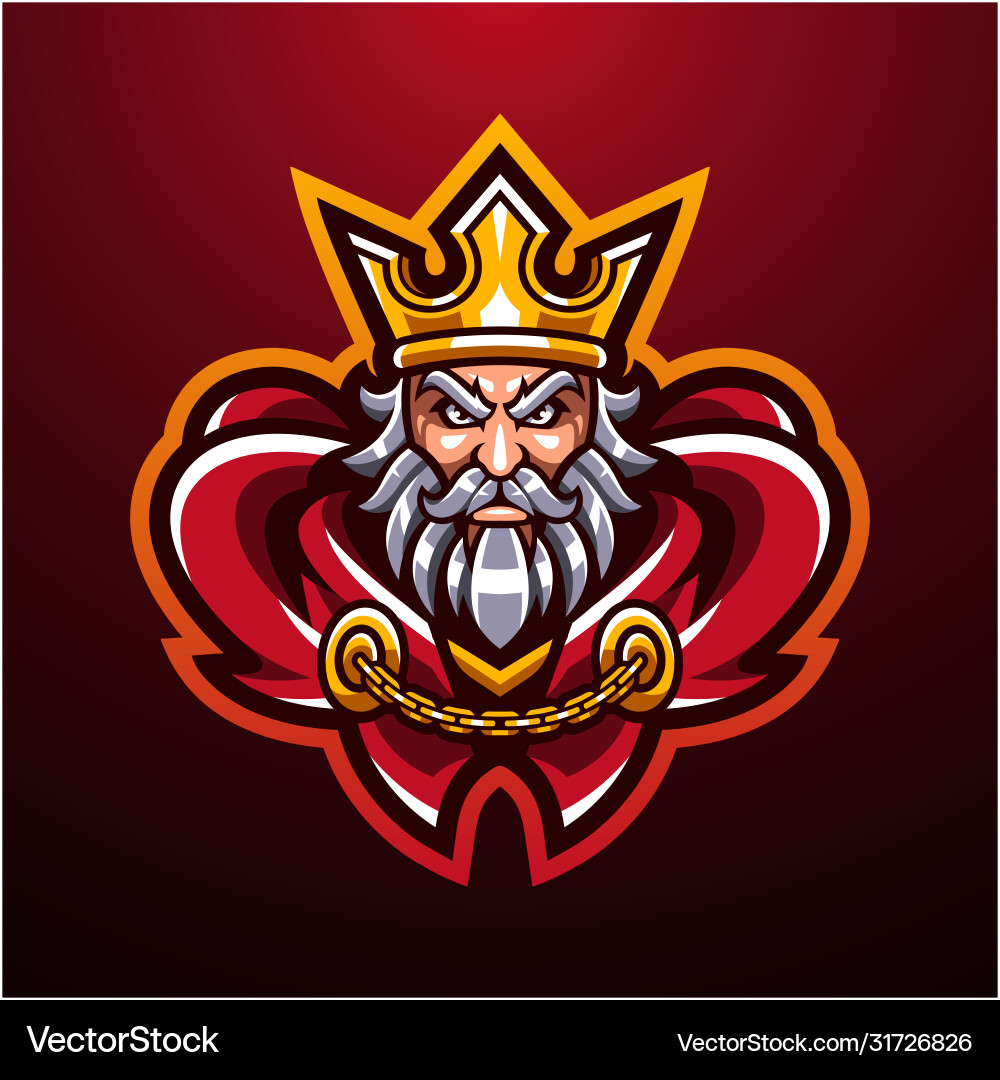 Royal king head mascot logo Royalty Free Vector Image