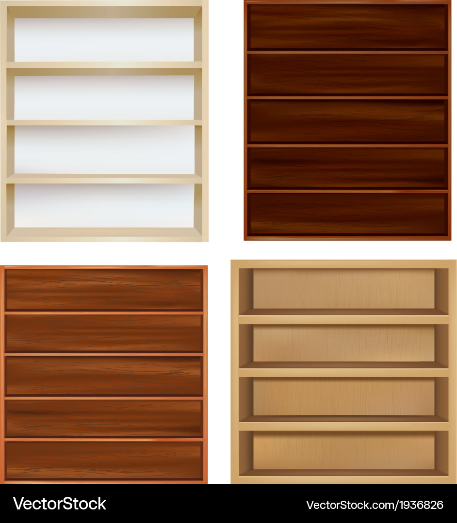 Set empty bookshelf Royalty Free Vector Image - VectorStock