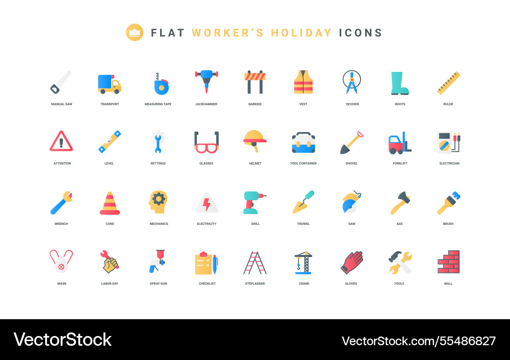 Equipment for work on construction site Royalty Free Vector