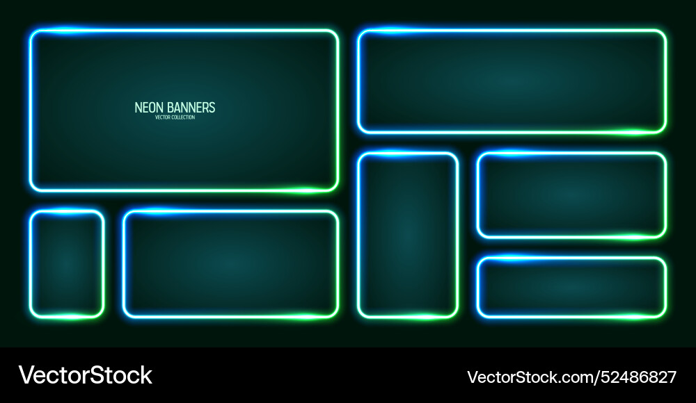 Glowing neon banners illuminated colorful square Vector Image