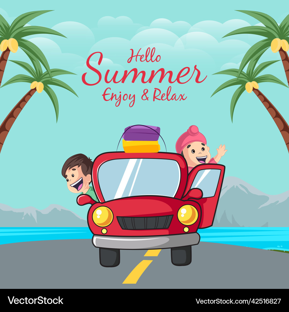 Hello summer enjoy and relax banner design Vector Image