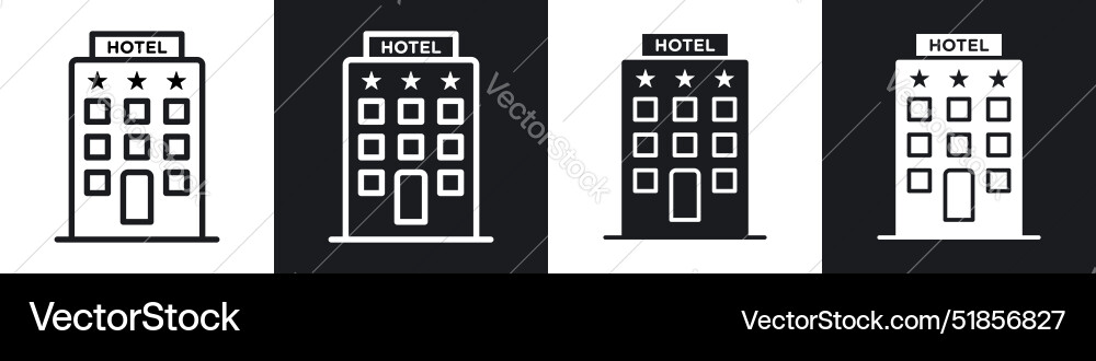 Hotel icon set in black and white filld Royalty Free Vector