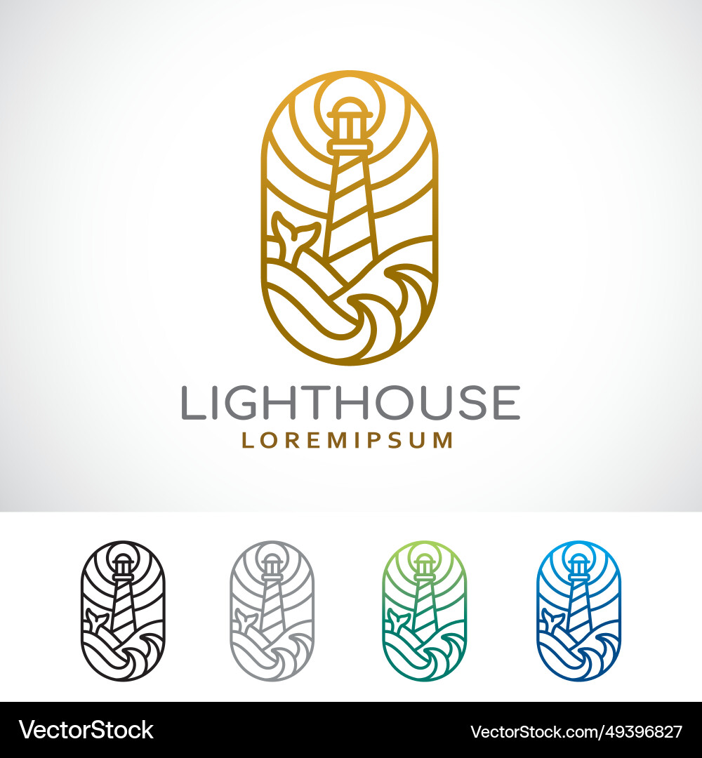 Lighthouse line logo design template Royalty Free Vector