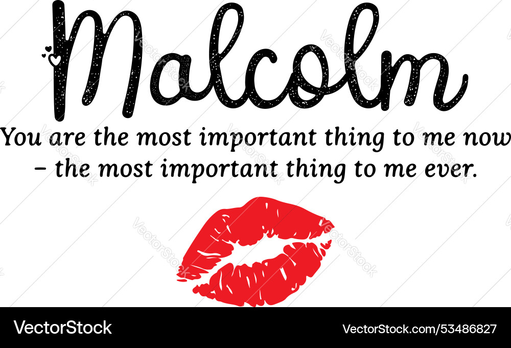 Malcolm name with lip Royalty Free Vector Image