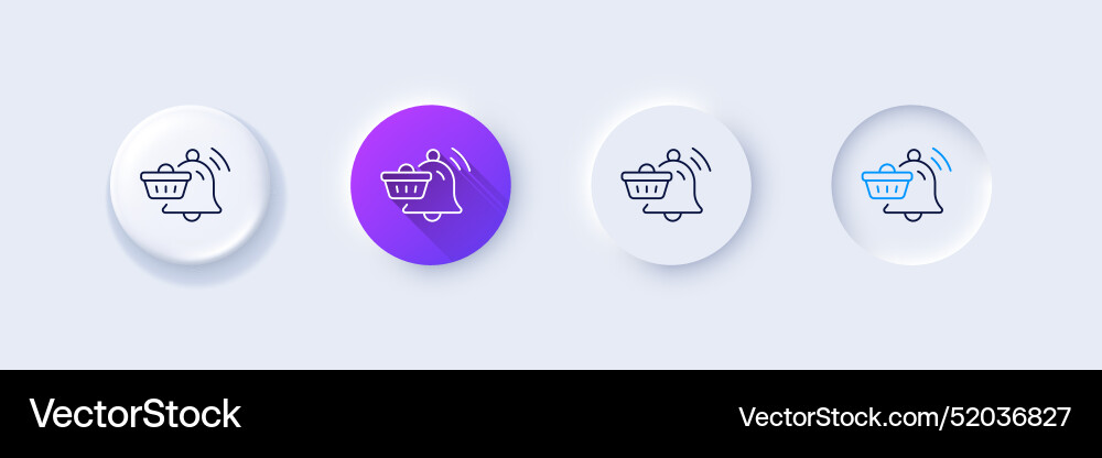 Notification cart line icon bell alarm reminder Vector Image