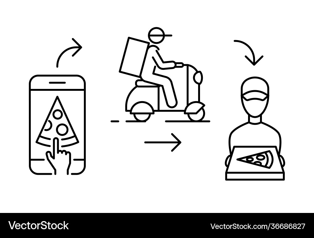 Online order pizza delivery service Royalty Free Vector