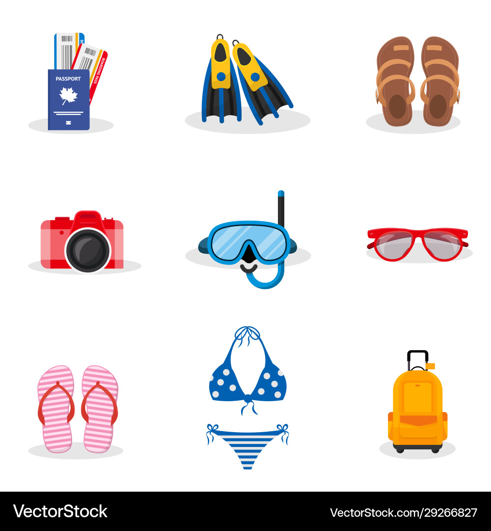 Summer Beach Vacation Icons Royalty Free Vector Image