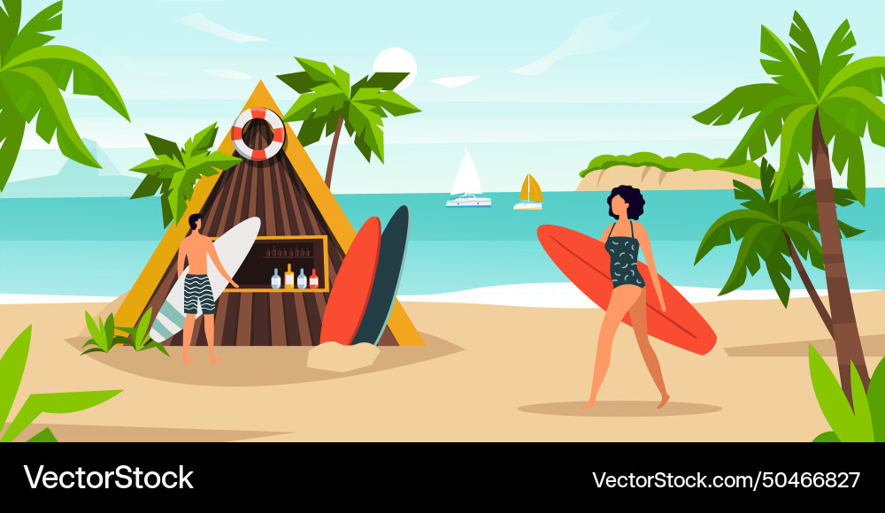 Summer sea activity beach travel surfing – Royalty-Free Vector ...