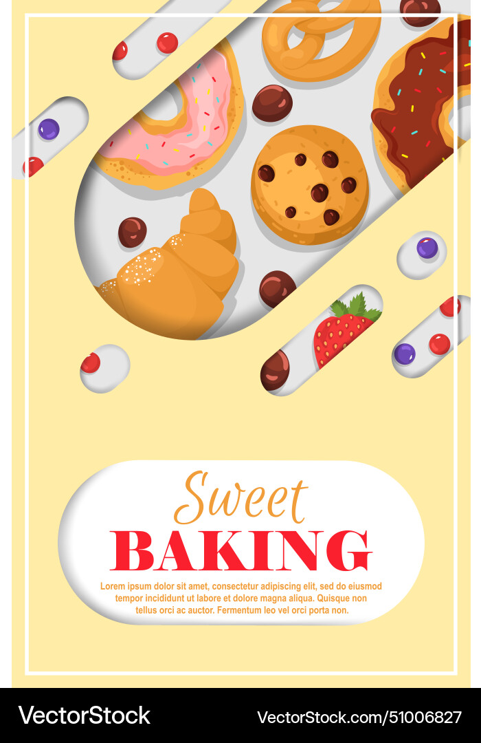 Sweet baking advertising poster template Vector Image