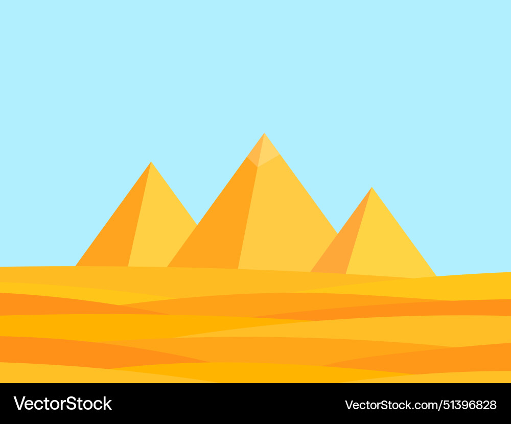 Desert landscape with dunes and egyptian pyramids Vector Image