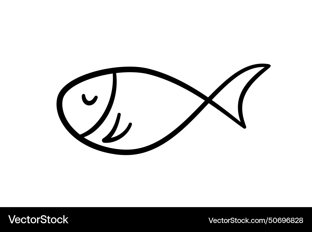 Doodle fish icon hand drawn sea children Vector Image