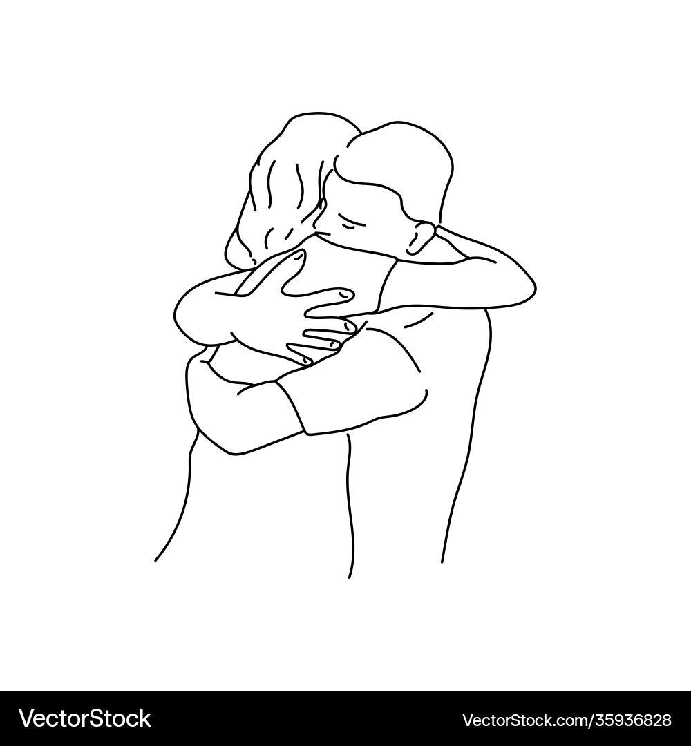 Embracing Figures - Outline Art Royalty Free Vector Image