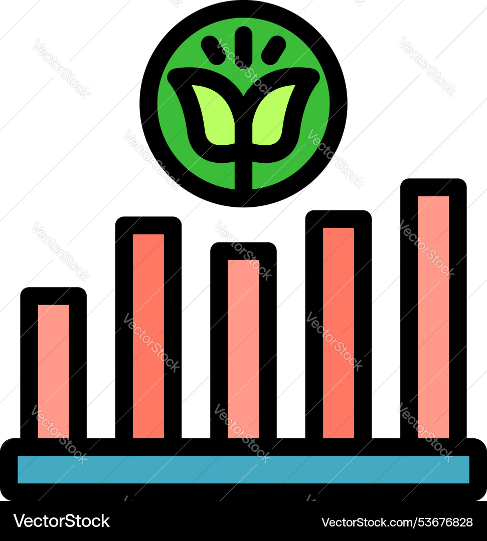 Flower growing over increasing bar chart Vector Image